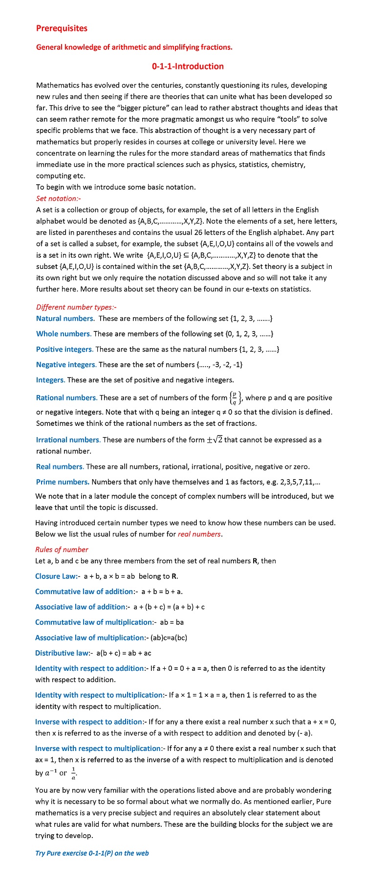 Pure – Level 0 – Maths Tutor